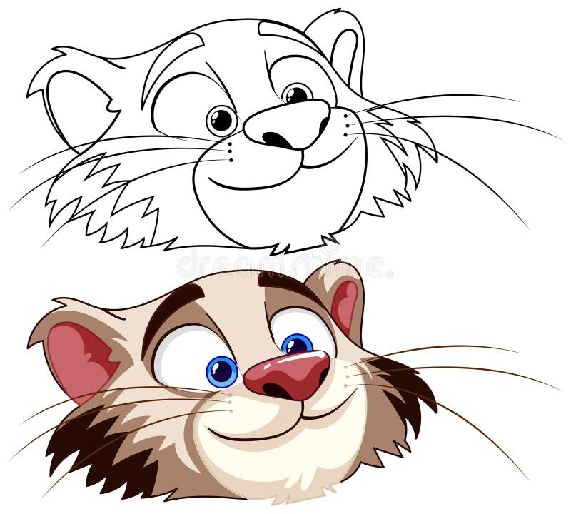 Two Tiger Faces, One Color and One Outline Stock Vector - Illustration ...