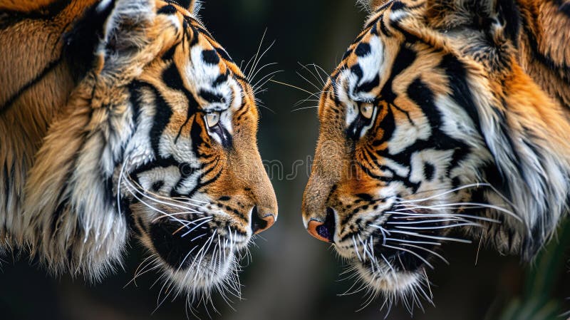 Two Tigers Facing Each Other Stock Illustration - Illustration of ...