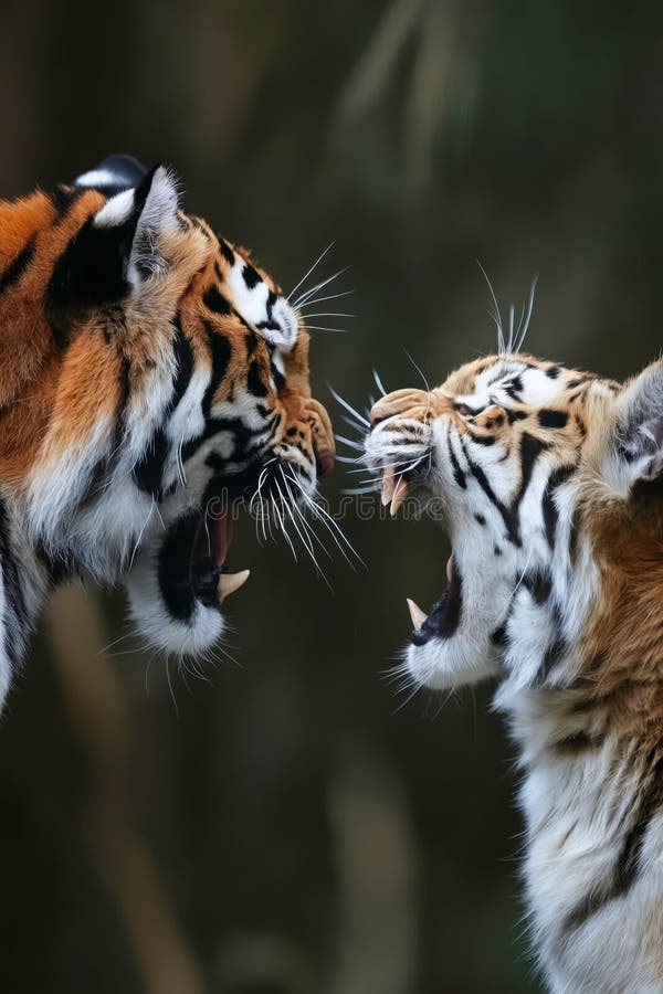 Two Tigers are Fighting with Each Other in the Wild. Generative AI ...