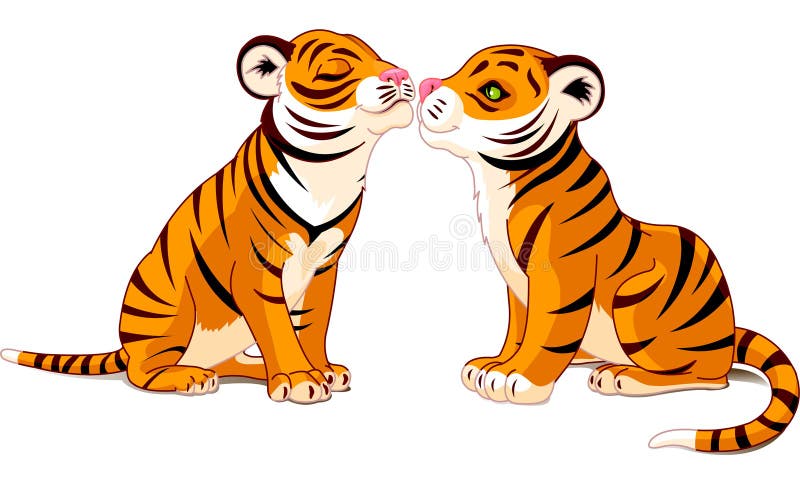 Two Tigers in Love stock illustration. Illustration of animal - 12897884