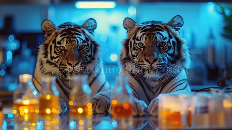 Two Tigers in a Bar stock illustration. Illustration of glass - 334466751
