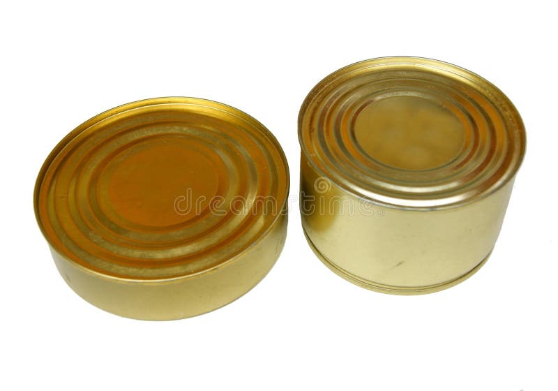 Two tin on white stock image. Image of goods, chrome - 32944875