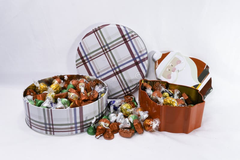 Two Tins of Christmas Candy Stock Photo - Image of sugar, silver: 350020714
