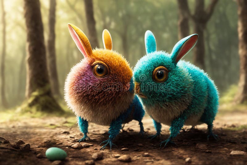 Two Tiny Cute Fluffy Creatures that Look Like Strange-looking Easter ...