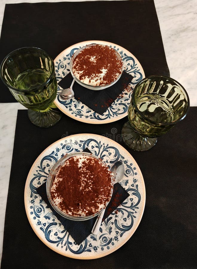 Two tiramisù in cups stock photo. Image of snack, drink - 382441086