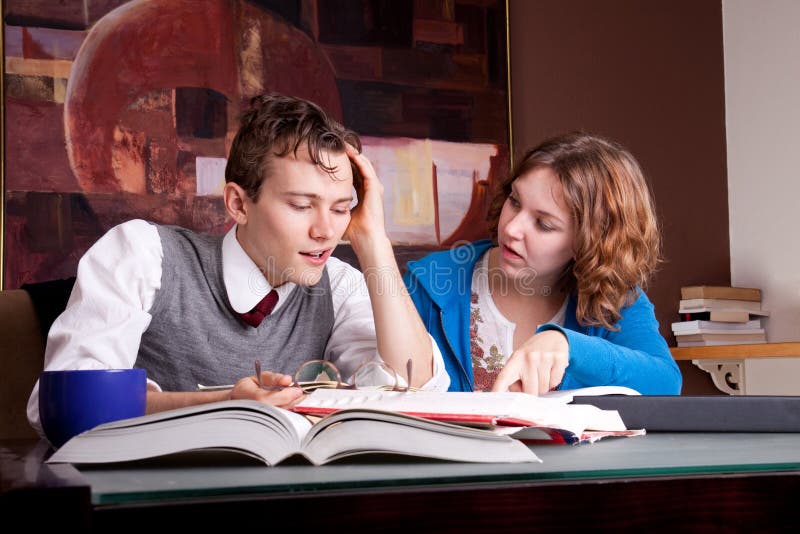 Two tired students stock photo. Image of difficult, college - 12134200