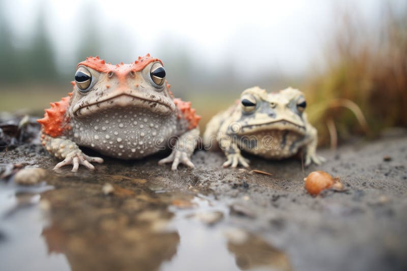 Two toads on a muddy bank stock image. Image of wildlife - 301610859