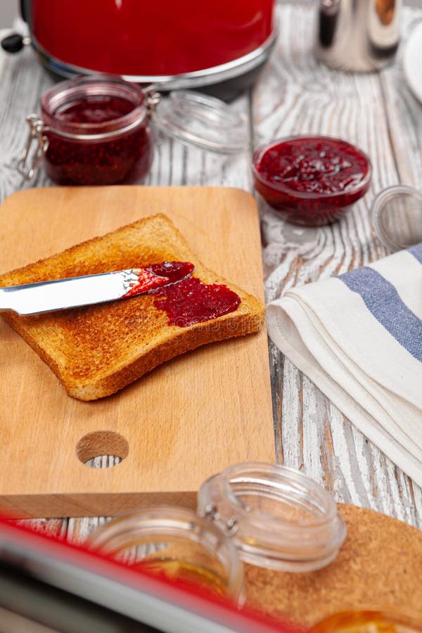 Two Toast Slices Jumping Out of Toaster in Neon Light Stock Image ...