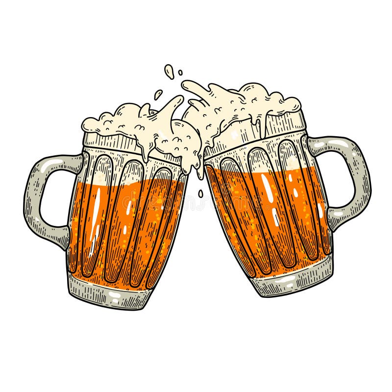 Two Toasting Beer Mugs. Vintage Beer Mugs Stock Image - Image of ...