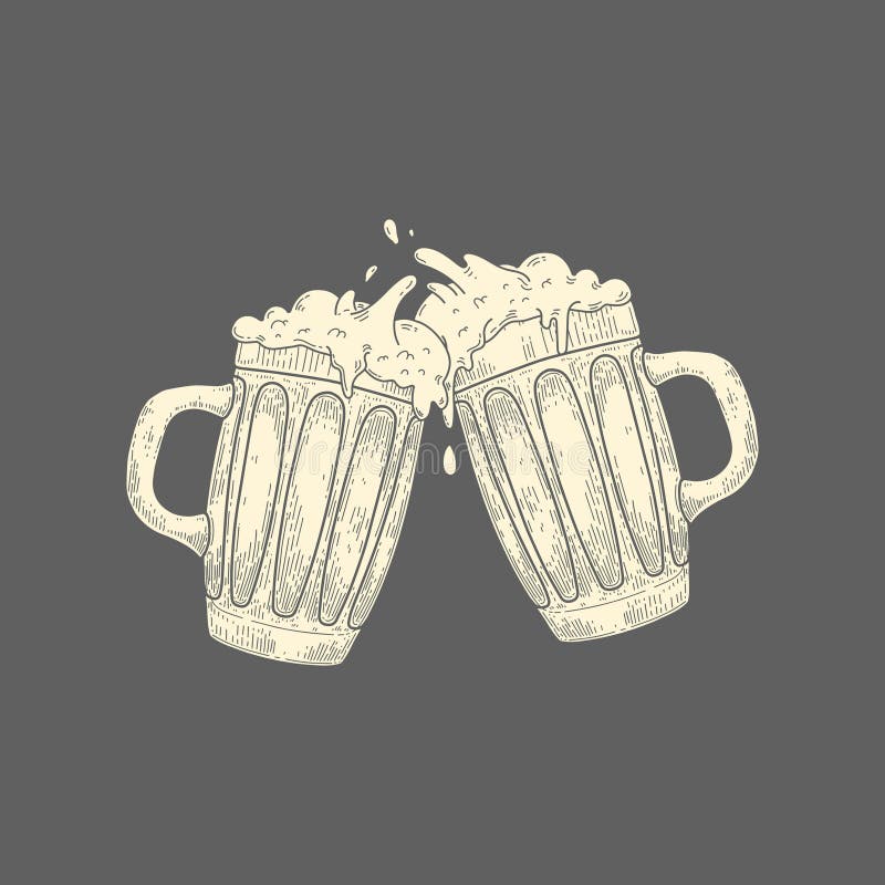Two Toasting Beer Mugs. Vintage Beer Mugs Stock Image - Image of ...