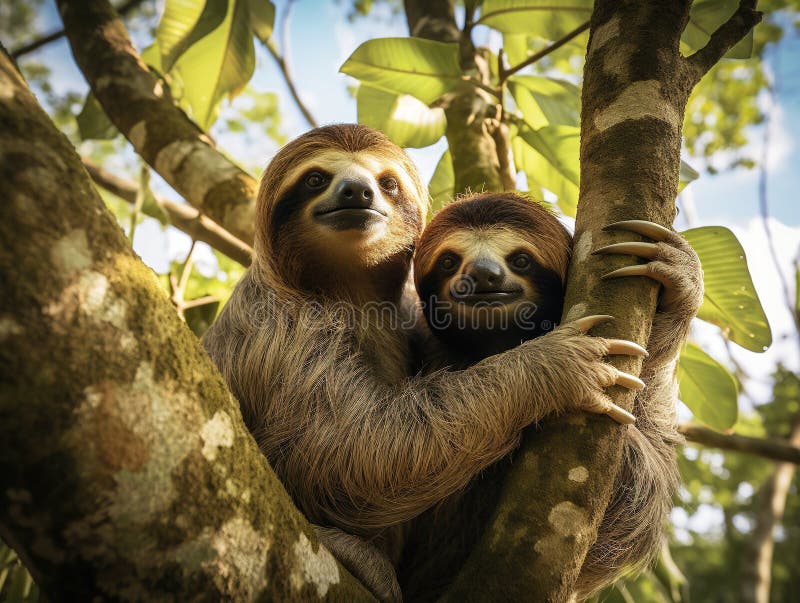 Ai Generated Illustration Wildlife Concept of Two-toed Sloth Stock ...