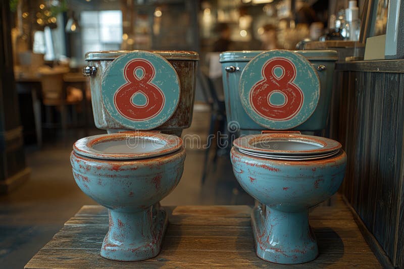 Two Toilet Seats Sit on a Wooden Table, Ready for Use Stock Image ...