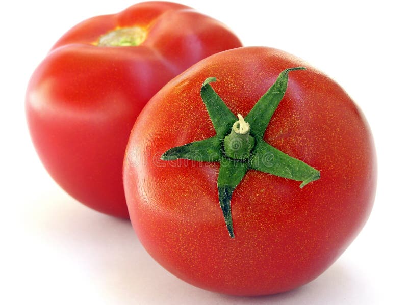 Two tomatoes stock photo. Image of flavor, green, flavoring - 1079136
