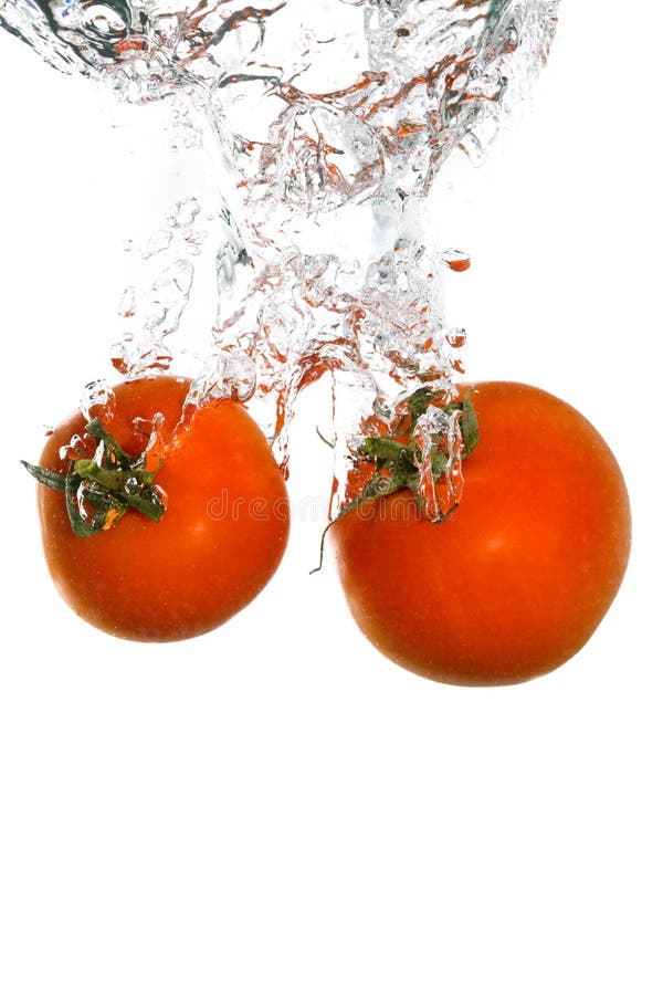 3 Tomatoes Falling In Water Stock Photo - Image of isolated, nature ...