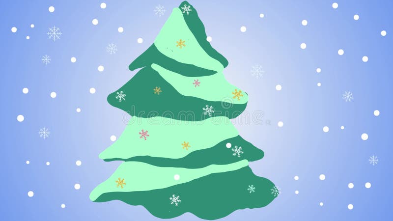 Two Tone Color Pine Tree with Snow Fall Stock Video - Video of design ...