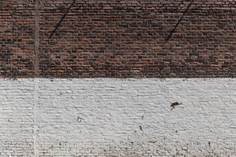 Two Tone Historic Brick Wall White and Red Stock Image - Image of ...