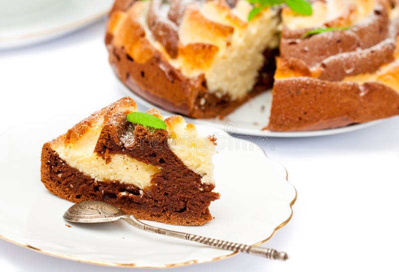 Two-tone Homemade Color Cake with Mint Leaves Stock Image - Image of ...
