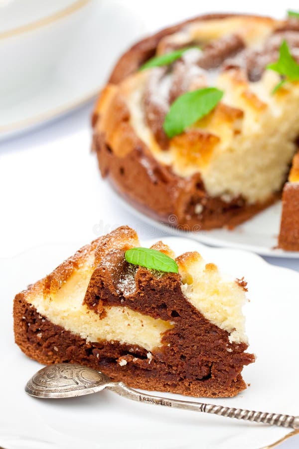 Two-tone Homemade Color Cake with Mint Leaves Stock Image - Image of ...