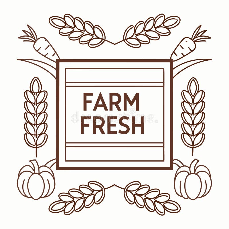 Two Tone Line Art of a Rustic Signboard Reading Farm Fresh Stock Vector ...