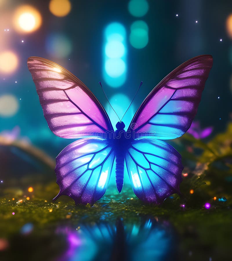 Two tone neon Butterfly stock illustration. Illustration of leaf ...