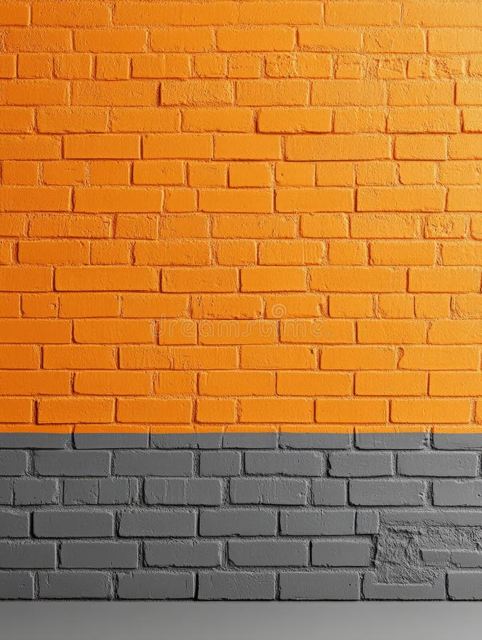 Two-tone Orange and Gray Brick Wall Stock Image - Image of orange ...