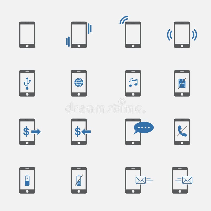 Two Tone Phone Symbol Icons Set.vector.illustration Stock Vector ...