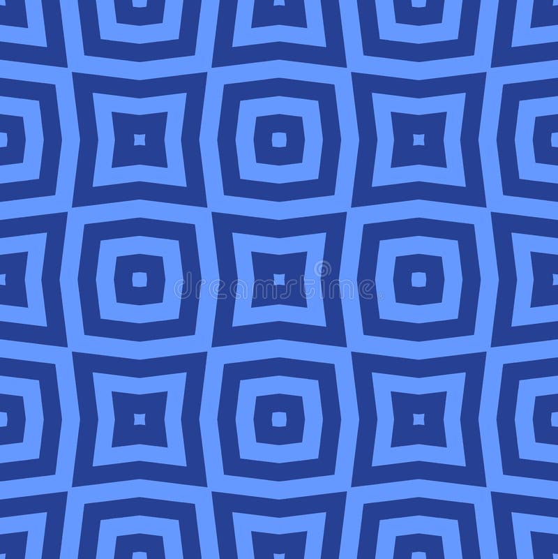 Two Tone Retro Blue Wavy Psychedelic Lines and Squares Optical Illusion ...