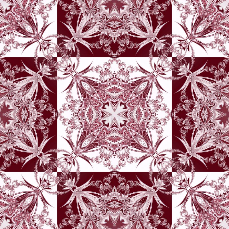 Two-tone Seamless Pattern with Floral Circle and Square Ornament Stock ...
