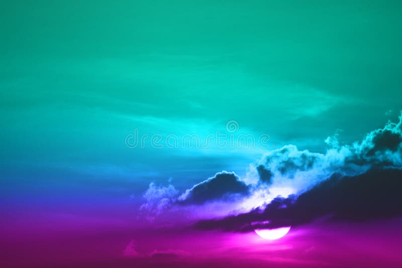 Two Tone Sky and Sun Ray Back Silhouette Evening Cloud Stock Image ...