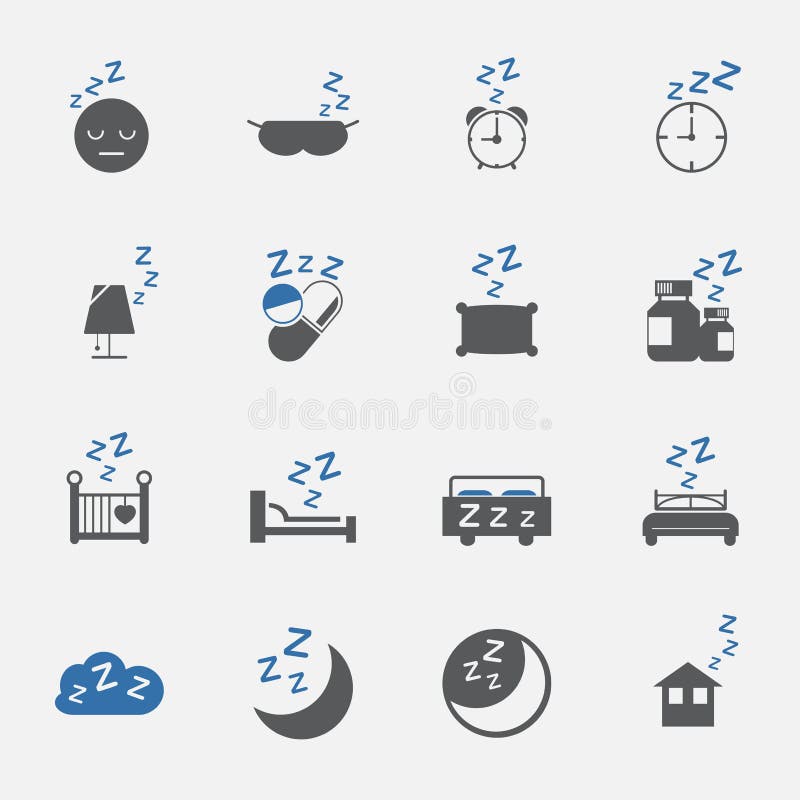 Two Tone Sleep and Lifestyle Icons Set.vector Stock Vector ...