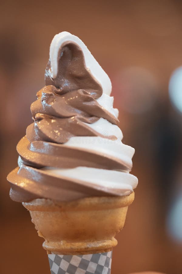 Two-tone Soft Serve Ice Cream Cone Stock Image - Image of dairy ...