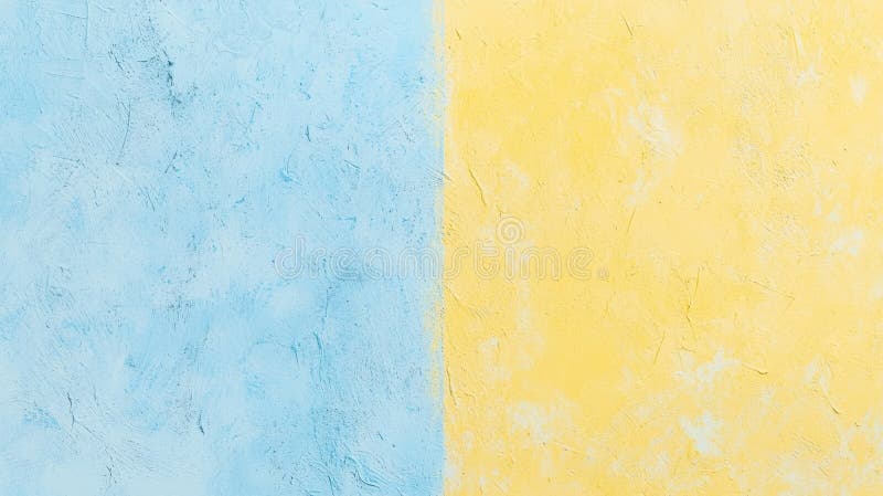 Two-tone Wall Painted Light Blue and Yellow Showing Brush Strokes and ...