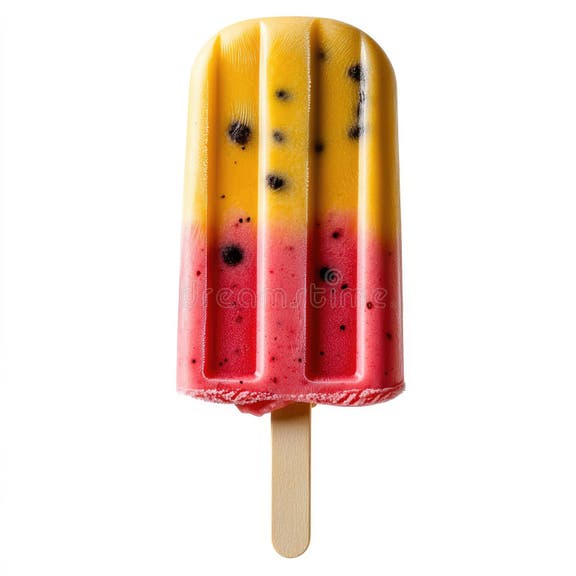 Vibrant Two-Tone Fruit Popsicle on White Background Stock Illustration ...