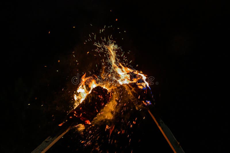 Two Torches, Two Torches Burning, Bright Fire from a Torch with Fire ...