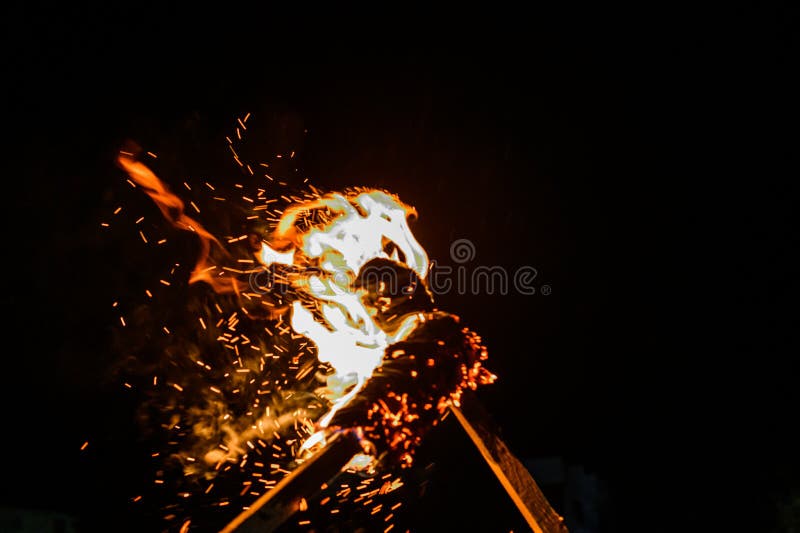 Two Torches, Two Torches Burning, Bright Fire from a Torch with Fire ...