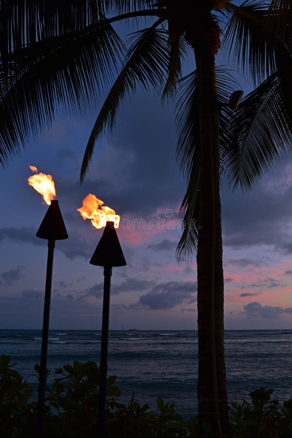 Two tropical torches stock image. Image of hotels, light - 131600501