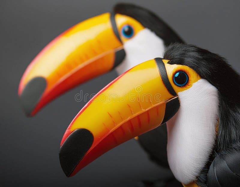Two Toucans with Vibrant Beaks Face the Camera Stock Illustration ...