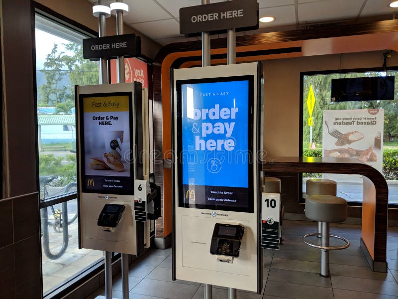 Two Touch Screen Order Kiosk Inside a McDonalds Editorial Stock Image ...