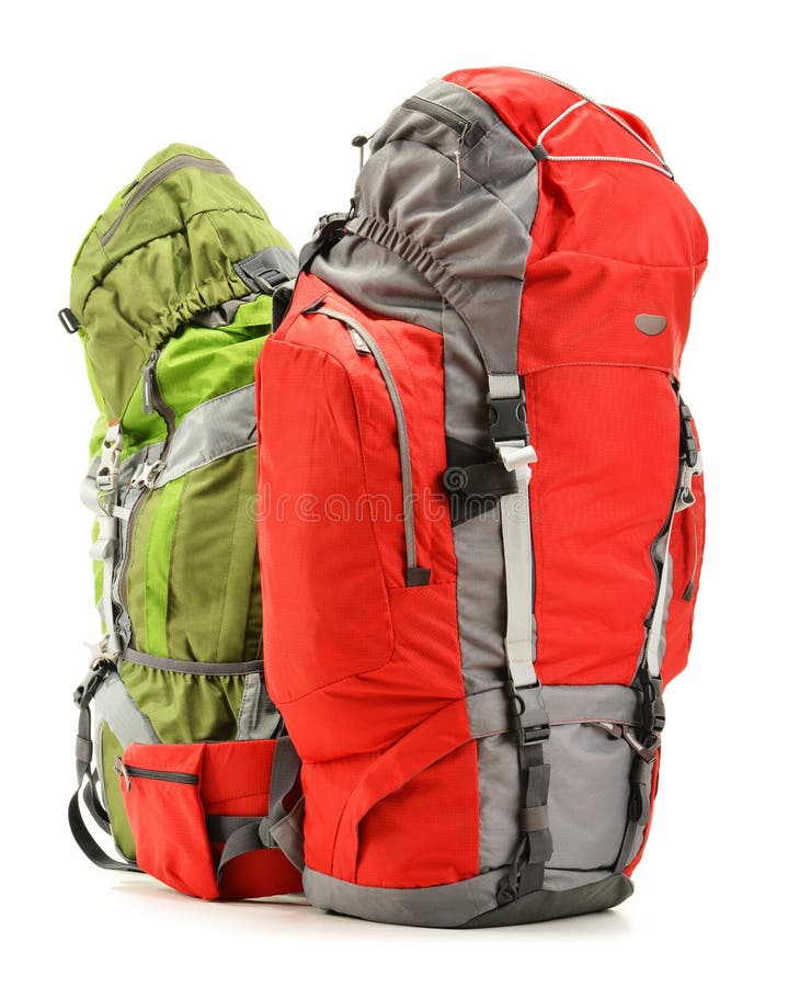 Two Touristic Backpacks on White Stock Photo - Image of sport, leisure ...