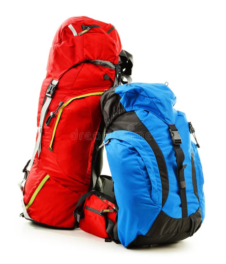 Two Touristic Backpacks on White Stock Photo - Image of sport, leisure ...