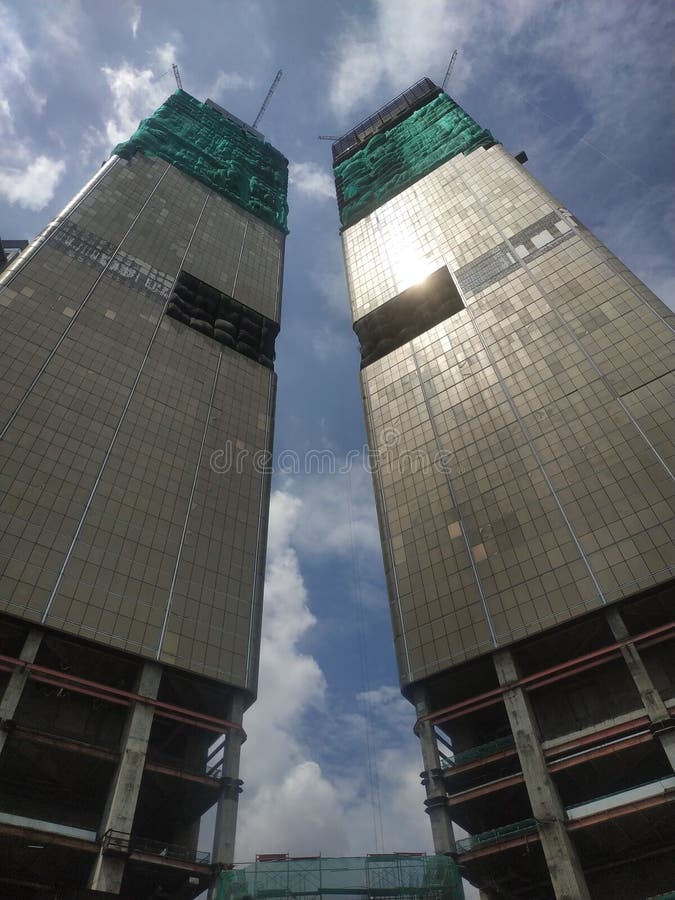 The Two Towers of the Building are Still Under Construction Stock Image ...