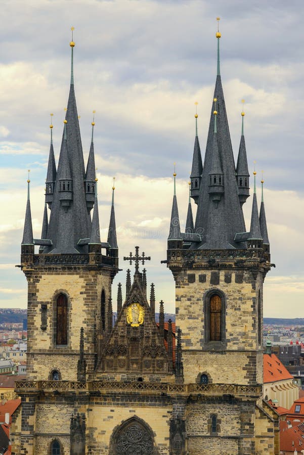 Two towers in Prague editorial stock image. Image of history - 45518589