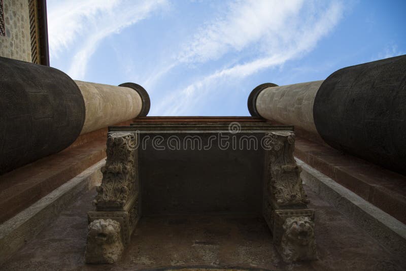 Two Towers Seen from the Bottom Stock Image - Image of lush, towers ...