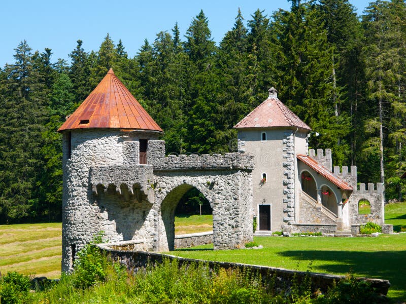 Two Towers of Small Forest Castle Masun Stock Image - Image of green ...
