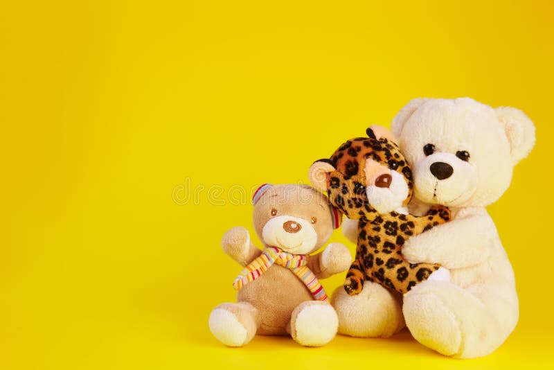Two Toy Bear and a Toy Leopard Stock Image - Image of sitting, softness ...