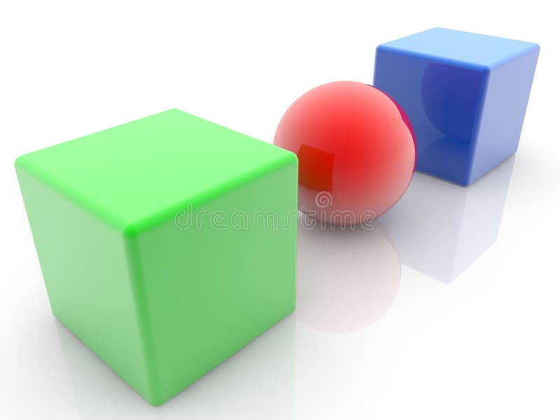 Two toy cubes and ball stock illustration. Illustration of isolated ...