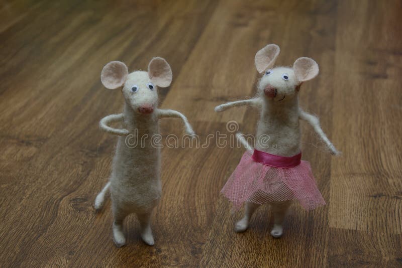 Two Toy Mouse Made of Wool Craft Stock Image - Image of idea ...