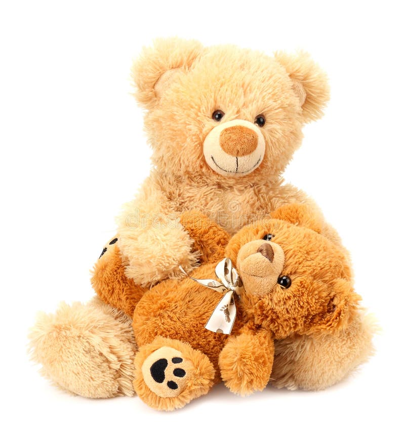 Two Toy Teddy Bears Isolated on White Background Stock Photo - Image of ...