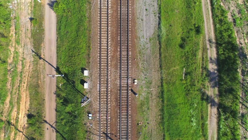 Two-track Railway. the Camera Moves Along the Path, the View Vertically ...
