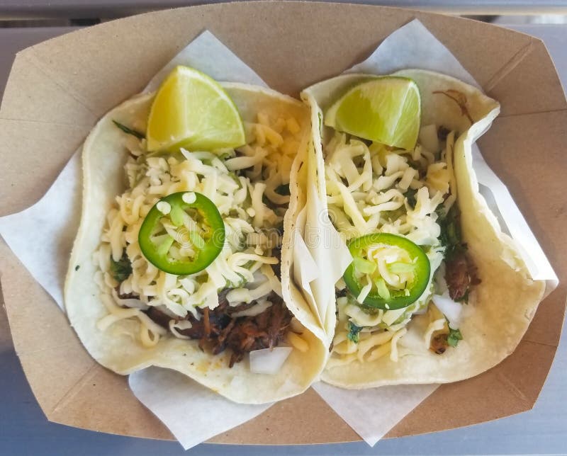 Two Traditional Tacos in a Basket. Stock Image - Image of onion ...